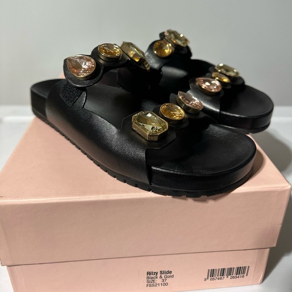 Sophia Webster | Shoes | Sophia Webster Ritzy Slide Chrystal Black Gold Gem Womens | Poshmark